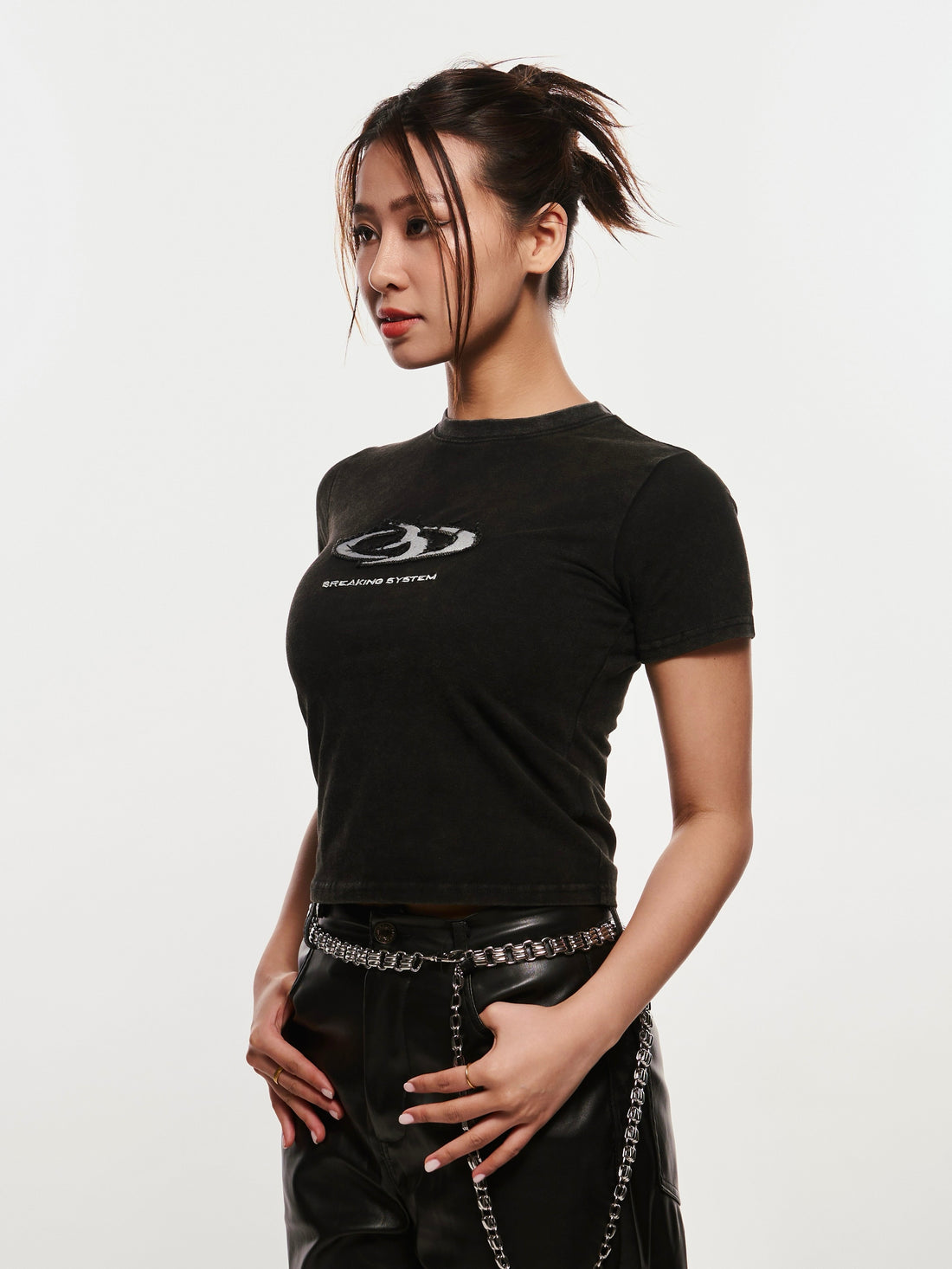 BREAKING SYSTEM WASHED BABY TEE – Crop Fit Cotton Tee – Breaking System